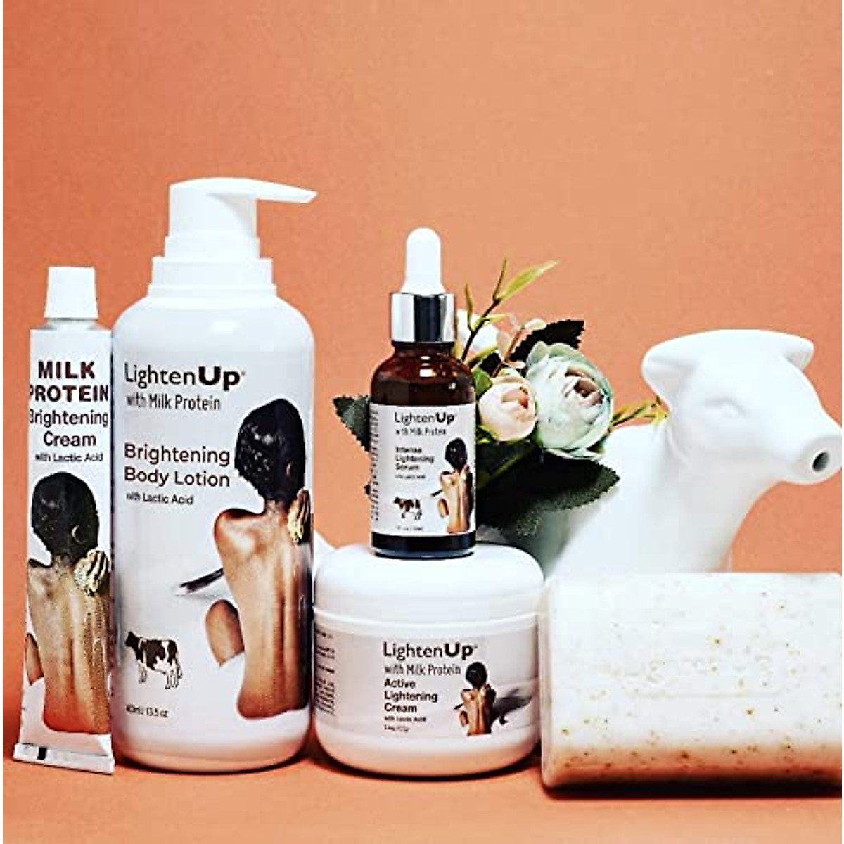 LightenUp, Lactic Acid Lotion | 13.5 Fl oz / 400ml | AHA Body Cream | Fade Dark Spots on Body, Knees, Armpit, Underarm | with Shea Butter, For Women and Men