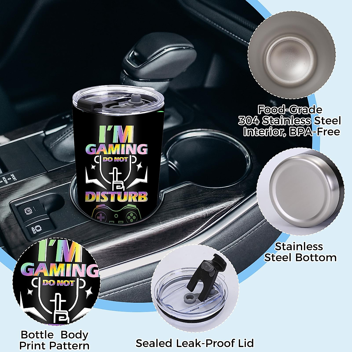 LATTPLYN Gaming Mug Tumbler for Boys, Gamer Mugs 20 oz Insulated Tumbler with Handle and Lid, Stainless Steel Travel Cup for Men Boys Kids Teens, Gaming Gamepad Gift for Birthday