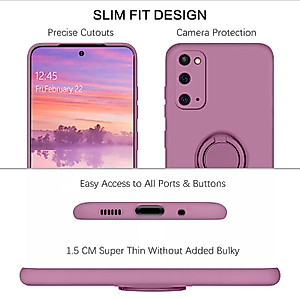 BENTOBEN for Galaxy S20 Case, Phone Case Samsung S20 5G 2020,Slim Silicone Ring Holder Kickstand Support Car Mount Soft Rubber Hybrid Hard Protection Shockproof Bumper Girl Women Cover, Deep Purple