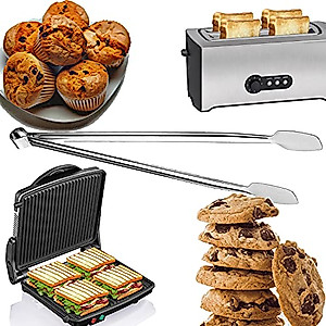 Stainless Steel Tongs 14 Inch Extra Long Kitchen Tongs, Metal Grill Tongs for Cooking, Grilling, Barbecue/BBQ, Buffet, Toaster