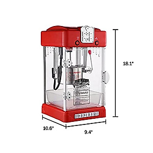 Pop Pup Countertop Popcorn Machine – Tabletop Popper Makes 1 Gallon – 2.5-Ounce Kettle, Catch Tray Warming Light & Scoop by Great Northern Popcorn, Red (466014MRC)