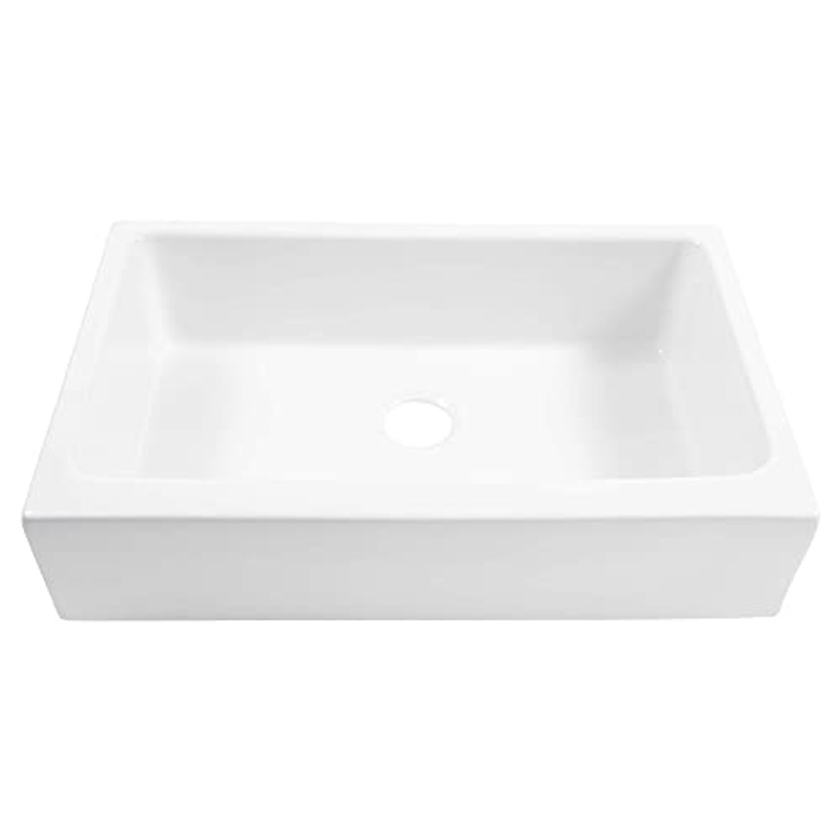 Sinkology Grace Crisp White Fireclay 34 Single Bowl Undermount Farmhouse Apron Kitchen Sink and Drain