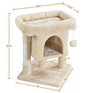 Yaheetech 23.5in Cat Tree Tower, Cat Condo with Sisal-Covered Scratching Posts, Cat House Activity Center Furniture for Kittens, Cats and Pets - Beige