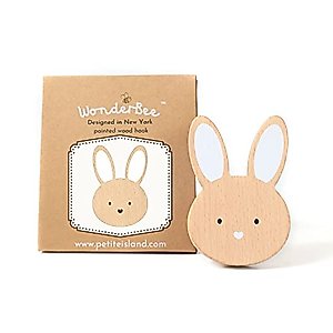 WONDERBEE Decorative Wall Hook | Ideal Decor for Child's Bedroom, Nursery or Bathroom | Girls & Boys | Genuine Wood | Easy to Install Sturdy Metal Screw | Hanging Coats,Backpacks,Towels (Rabbit)
