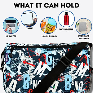 J World New York luggage Terry for Women. Girls School Kids Messenger Bag, Graffiti, One Size US