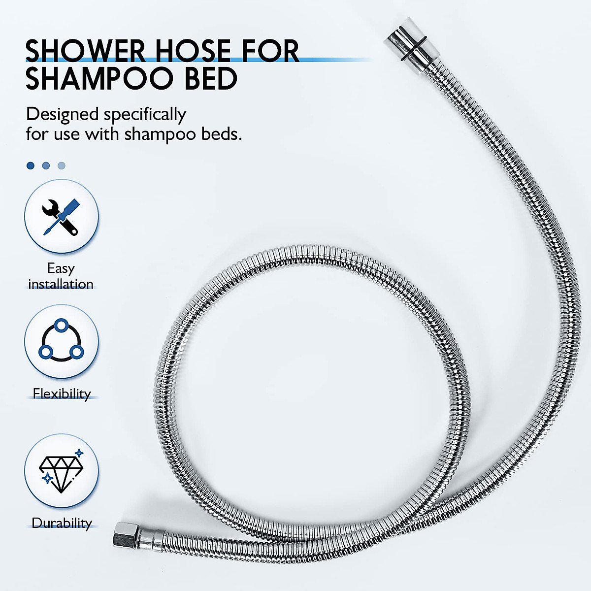LukLoy 𝟏/𝟐" to 𝟏/𝟒" Nut Stainless Steel Shampoo Bowl Hose for Professional Salon Shampoo Bowl Faucet and Sprayer Head, Sprayer Head Not Included