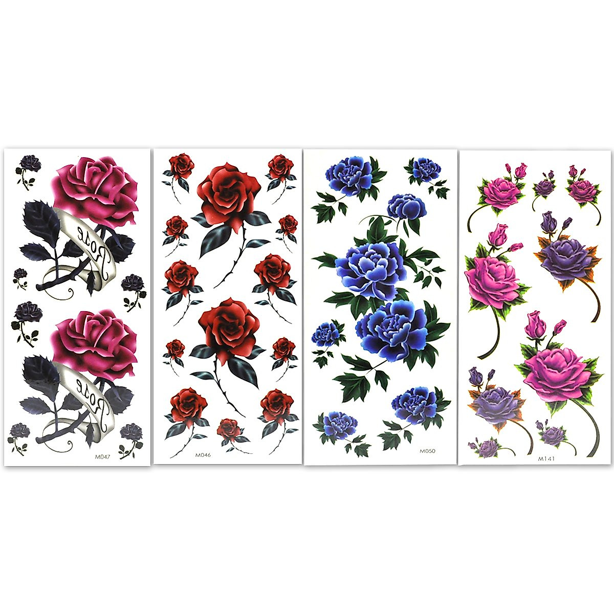 Lady Up Temporary Tattoos Stickers 20 Sheets Body Art Flowers, Roses, Butterflies Tattoo for Women, Mixed Style and Multi-Colored Waterproof 90×190mm