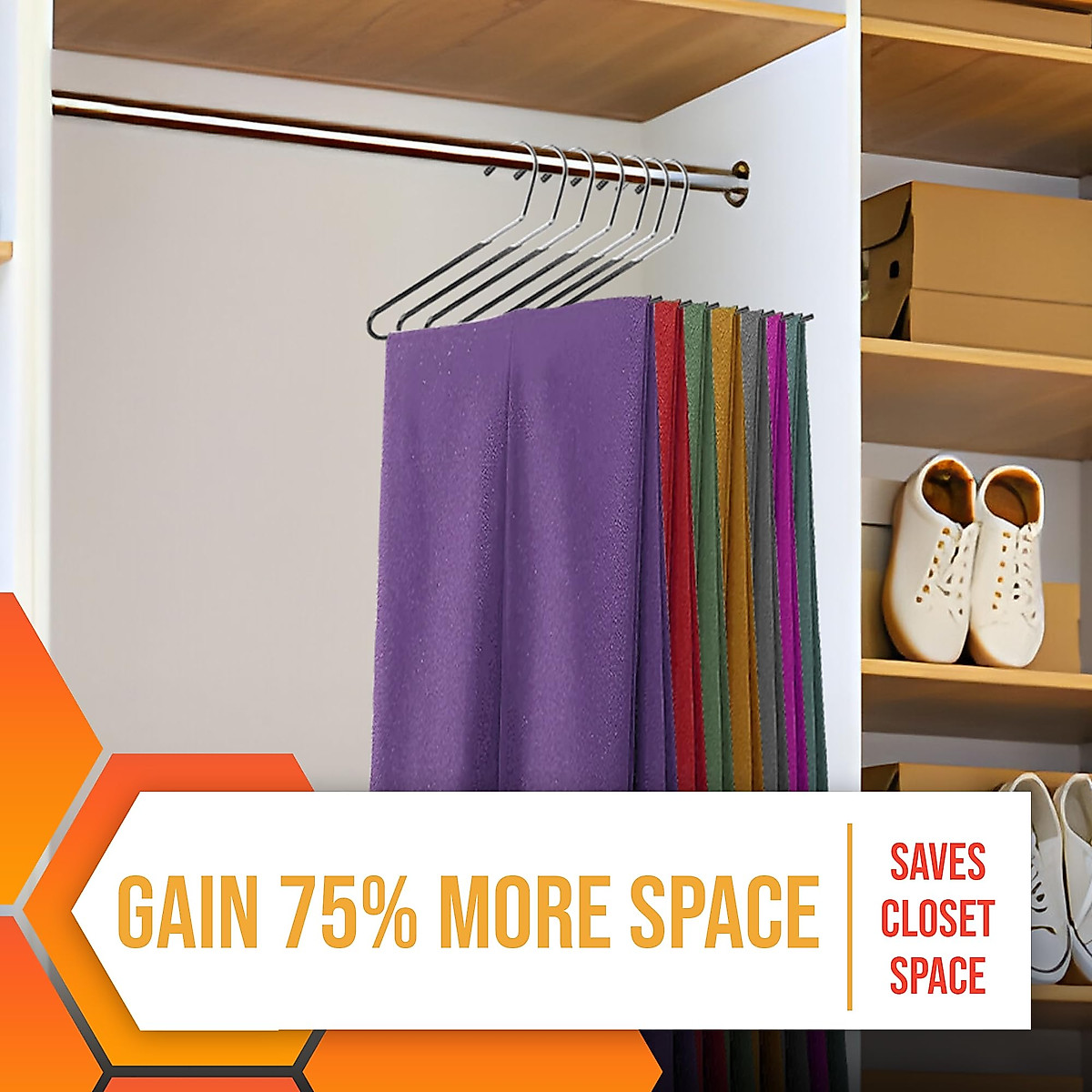 Open Ended Pants Hangers 20 Pack Non Slip Pants and Jean Hangers for Closet Space Saving Clothes Hanger Strong, Durable, Organize Your Closet and Save Space Skirt Hangers Black