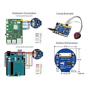 1.28inch Round LCD Display Module 240×240 Resolution 65K RGB LCD HAT for Raspberry Pi 4B/3B+/3B/2B/Zero/Zero W/Zero WH, Jetson Nano,Arduino, STM32,Embedded GC9A01 Driver, SPI Interface