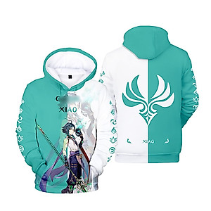 SIAOMA Games Hoodie for Men Women 3D Print Hooded Pullover Unisex Sweatshirt(Xiao,Large)