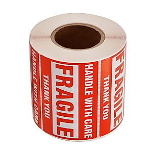 9527 Product 2'' x 3'' Fragile Stickers with Care Warning - Shipping Labels Stickers,500 Labels/Roll, 1 Roll