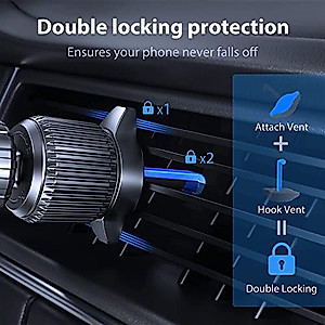 Phone Mount for Car Phone Holder [Upgraded Metal Hook Clip] Gravity Phone Holder Car Mount for iPhone Air Vent Clip Auto Lock Car Cell Phone Holder Mount Cradle in Vehicle Fit for Smartphone