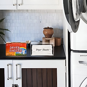 Simetufy Dryer Sheet Holder for Laundry Room, Acrylic Laundry Clear Dryer Sheets Dispenser Container Box with Lid for Organizing Fabric Dry Sheet, Laundry Pods