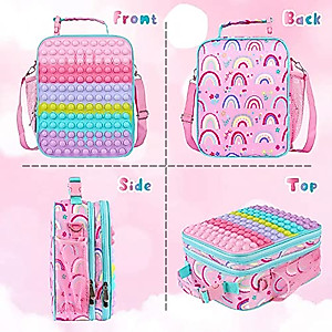 Pop Lunch Box for Girls Kids School Lunch Bag,Back to School Supplies Pop Insulated Lunch Box Tote for Kids School Travel Gifts,School Supplies Office Leakproof Cooler Bag Reusable Lunch Box Girls