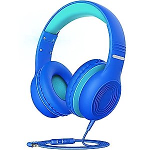 Kids Headphones with Microphone for School, Wired Over Ear Headphones with 85/94dB Safe Volume Limited, Audio Share Port, 3.5mm Jack Foldable Toddler Headphones for Tablet/PC/Phones