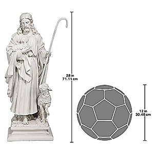 Design Toscano EU1785 Jesus The Good Shepherd Religious Garden Statue, 12 Inches Wide, 8 Inches Deep, 28 Inches High, Antique Stone Finish