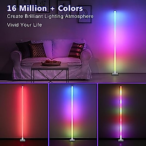 LED Floor Lamp - RGB Corner Floor Lamp with Music Sync, Color Changing Standing Lamp with Remote & App Control, Ambiance Corner Lamp w/ 16 Million Color DIY & Timer for Living Room Bedroom Gaming Room