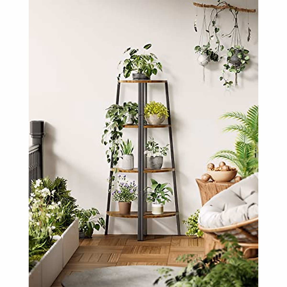 Pipishell 4 Tier Corner Shelf & 4 Tier Standing Bookshelf
