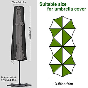 Patio Umbrella Cover Waterproof Umbrella Covers for 7ft to 11ft Garden Umbrellas, Parasol Cover Waterproof and Durable Market Umbrella Cover with Zipper, Waterproof Outdoor Market Umbrella Cove, Black
