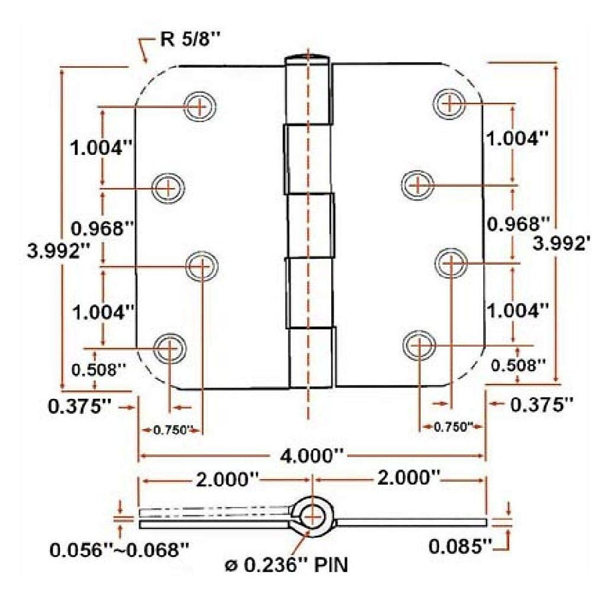 3-Pack 4-Inch x 4-Inch Interior Door Hinges with 5/8-Inch Radius, Satin Nickel, Heavy Duty Steel Construction, Left- or Right-Handed – Design House, 181594