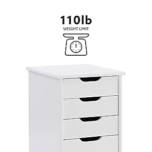 Linon Home Decor Products Corinne Six Drawer Storage, White Wash Rolling Cart