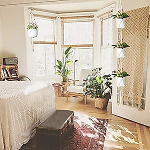 ENUOSUMA 3 Tier Macrame Plant Hanger Indoor with 1 Hook, Handmade Hanging Planter Hanging Flowers Pot with Tassels, Hanging Plant Holder for Home Decor - Cotton Rope, 4 Legs, 71 Inch