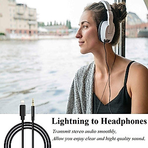 Aux Cord for iPhone, Apple MFi Certified Lightning to 3.5mm Aux Cable for Car Compatible for iPhone 14 13 12 11 Pro Max XS XR X 8 7 6 iPad iPod to Car Home Stereo Speaker Headphone, 3.3FT Black