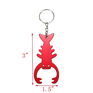 Sscon 10Pcs Bottle Openers Lobster Shape Keychain Key Tag Ring Bottle Openers Portable Bottle Openers, Red