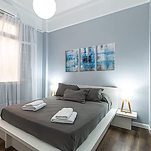 NESS-BEZAL Abstract Canvas Wall Art for Living Room Large Size, Modern Abstract Blue & White Artwork Painting Picture for Bedroom Office Home Wall Decorations