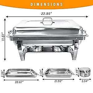PRIJESSE 4 Pack 8QT Chafing Dish Buffet Set Stainless Steel Food Warmer Chafer Complete Set with Water Pan, Chafing Fuel Holder for Party Catering,Silver