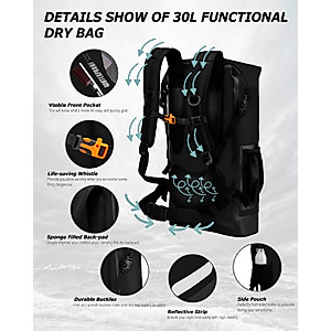 IDRYBAG Waterproof Backpack Dry Bag PVC 30L, Floating Bag Dry Backpack for Men, Dry Sack Waterproof Bag for Kayaking, Canoeing, Boating, Camping, Hiking