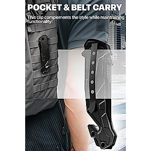 Tactical Knife for Men - 2.8 Inch Tanto Serrated Blade - Black Pocket Knife with Glass Breaker Seatbelt Cutter Pocket Clip - Cool Folding Knives for Camping Military Work - Birthday Mens Gifts 6620