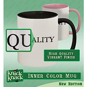 Knick Knack Gifts #heckle - 11oz Ceramic Colored Handle and Inside Coffee Mug Cup, Black