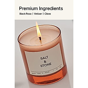 SALT & STONE Black Rose & Vetiver Scented Candle | Hand-Poured, Aromatic & Fragrant | Made with Natural Coconut & Soy Blend Wax | 100% Cotton Wick | Long-Lasting 50 Hour Burn Time (8.5 oz)