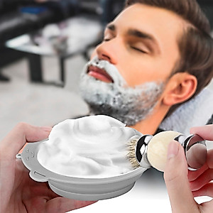 ADORILA 2 Packs Collapsible Shaving Bowl with Carabiner, Silicone Shaving Soap Mug for Travel, Wide Mouth Wet Razor Shave Cream Bowl for Men