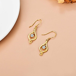 SISGEM 10K Solid Gold Infinity Drop Earrings for Women,Yellow Gold Moissanite Infinite Love Dangles Earrings Birthday Gifts for Wife Mom
