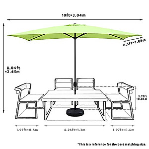 ABBLE Outdoor Patio Umbrella 10 Ft x 6.5 Ft Rectangular with Crank Weather Resistant UV Protection Water Repellent Durable 6 Sturdy Steel Ribs with Easy Handle Crank, Market Outdoor Table Umbrella for Garden, Lawn, Deck, Backyard and Pool Side,Lime Green