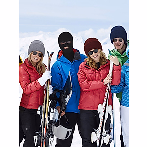 SATINIOR 3 Holes Full Face Cover Outdoor Balaclava Knitted Neck Gaiter Ski Mask for Sports Cycling (Pure Black,Medium)