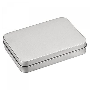 uxcell Metal Tin Box, 6pcs 4.53" x 3.35" x 0.87" Rectangular Empty Tinplate Storage Containers with Hinged Lids, Silver Tone