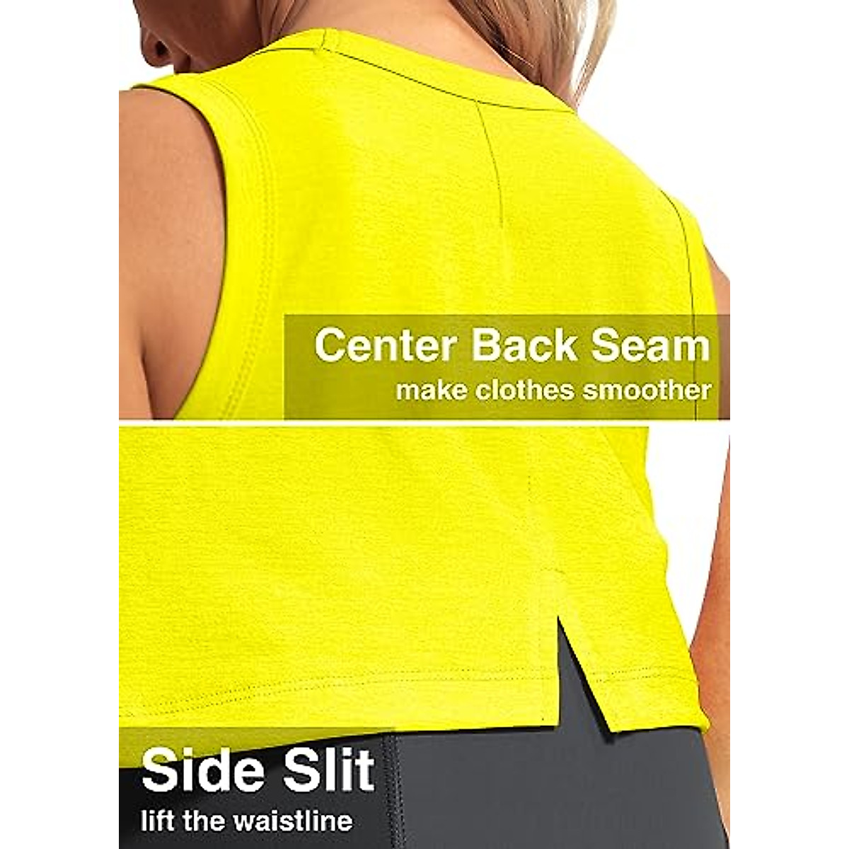 Hiverlay Workout Tank Tops for Women Sleeveless Athletic Cropped Tank Top Sports Gym Muscle Running Shirts Blazing Yellow XXL