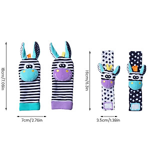 Baby Wrist Rattle Foot Finder Stockings Set, Soft Plush Hand and Feet Rattles for Babies, Infant Rattle Stockings Toy, Soft Sensory Development Toy for Newborn, Infant, Toddler Gift