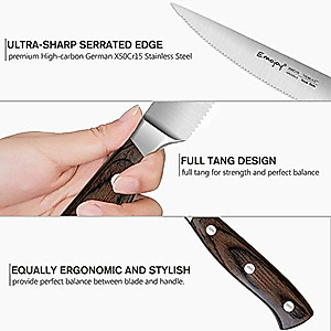 Emojoy Steak Knife Set, Steak Knives, Steak Knife Set, Steak Knives Set of 8, Serrated Steak Knife with Gift Box
