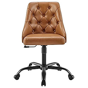 Modway Distinct Tufted Swivel Vegan Leather Office Chair, Black Tan
