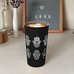 The Hamsa Hand Tumbler Cup Stainless Steel Portable Insulated Coffee Mug, For Home, Office, Coffee Shop