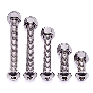 3/8-16 x 3 (10 Sets) Stainless Steel Button Head Socket Cap Screws with Hex Locknuts with Nylon Insert, Stainless Steel 304 (18-8), Full Thread, Allen Hex Drive