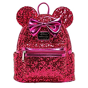 Loungefly Disney Minnie Mouse Magenta Sequin Women's Backpack One Size