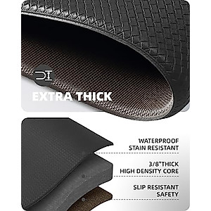 Color G Set 2 Piece Runner Floor Mat, Cushioned Anti Fatigue Mat Non Skid Waterproof Comfort Standing Kitchen Rug, 17"x29"+17"x59", Black