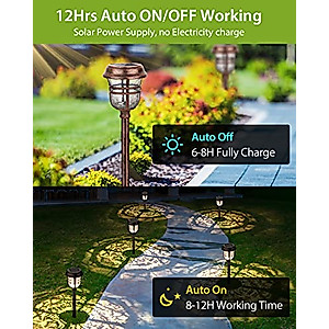 XMCOSY+ Solar Pathway Lights Outdoor, 6 Pack RGBW Solar Outdoor Lights, Auto On/Off IP65 Solar Lights Outdoor Waterproof, LED Solar Garden Lights Outdoor for Landscape Patio Lawn Driveway & Walkway