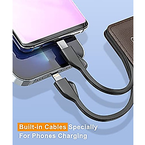 Portable Charger Built in Cable 10000mAh Power Bank Slim External Phone Charger Lightweight Battery Backup Charger Cell Phone Battery Pack Fast Portable Power Pack Compatible with iPhone, Android