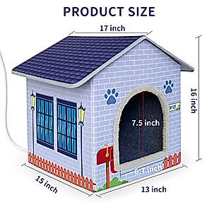 Heated Cat Houses for Indoor/Outdoor Cats with Heated Cat Bed Providing Safe Feral Cats, Easy to Assemble